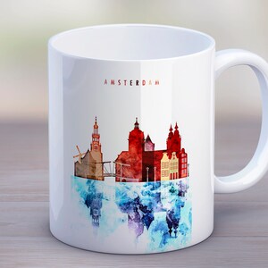 Amsterdam City Europe Skyline Coffee Mug, Netherlands Mug, Tea Cup ...
