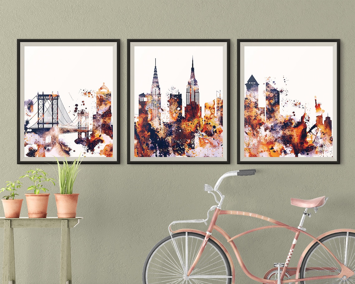 New York Set of 3 Prints New York 3 Pieces Wall Art Triptych - Etsy