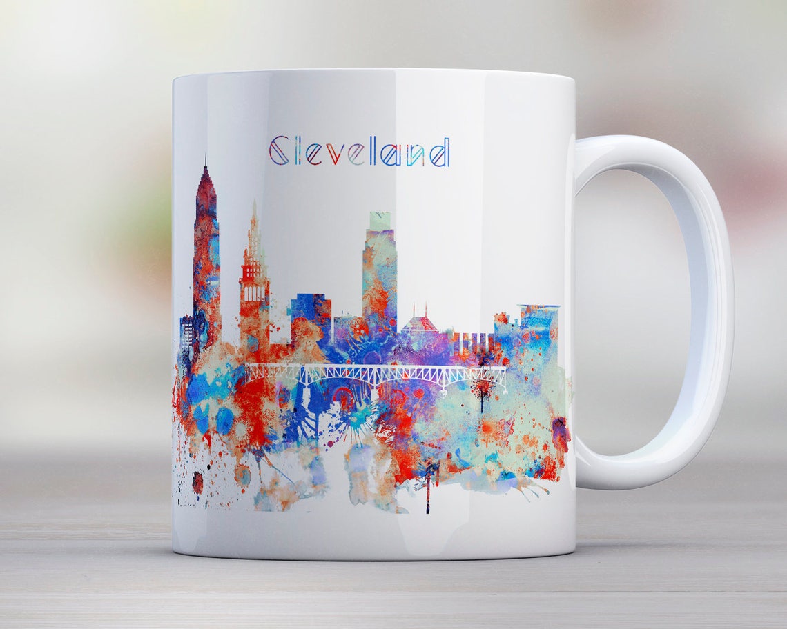 Cleveland Coffee Unique Mug Ohio Cityscape Cup Skyline Cup - Etsy