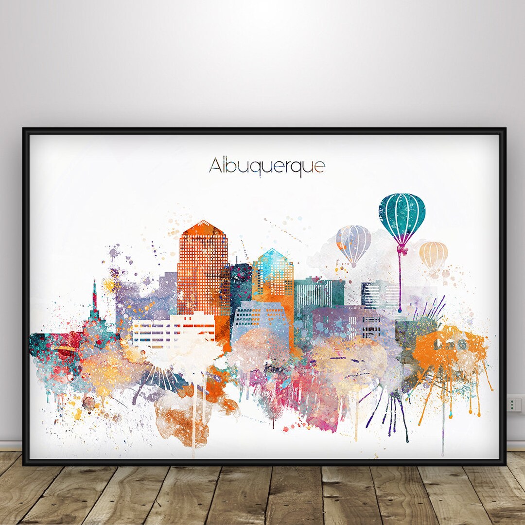 Albuquerque Watercolor Art Print, State New Mexico City Wall Art ...