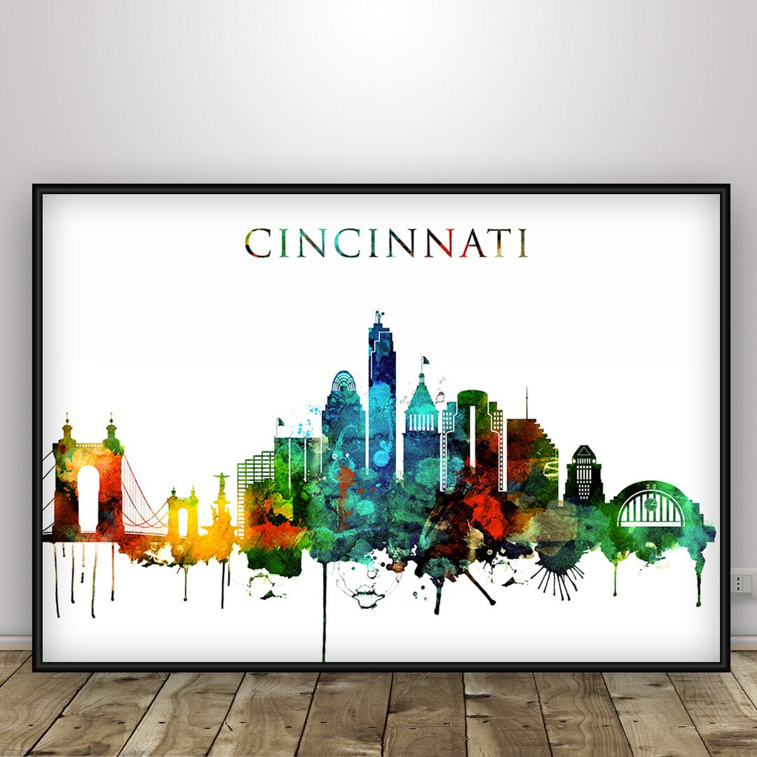 Cincinnati Skyline Print, Ohio Poster, Home Decor, Wall Art, Cincinnati ...