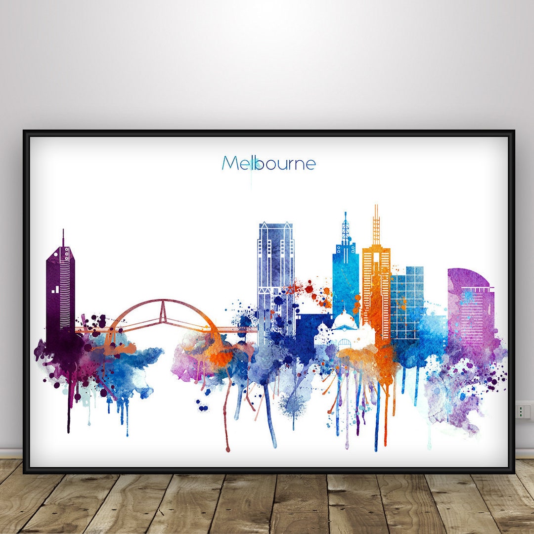 Melbourne Skyline Print, Art Poster, Melbourne Print, Melbourne Wall ...