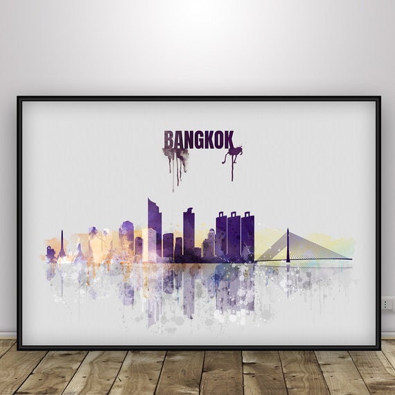 Bangkok Poster Skyline Print New Home Gift Thailand City Wall | Etsy