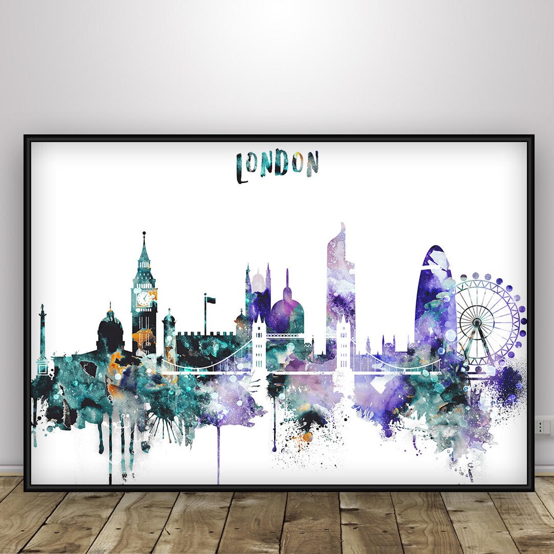 London Skyline Art, London Poster, London England Cityscape, Gift Idea ...