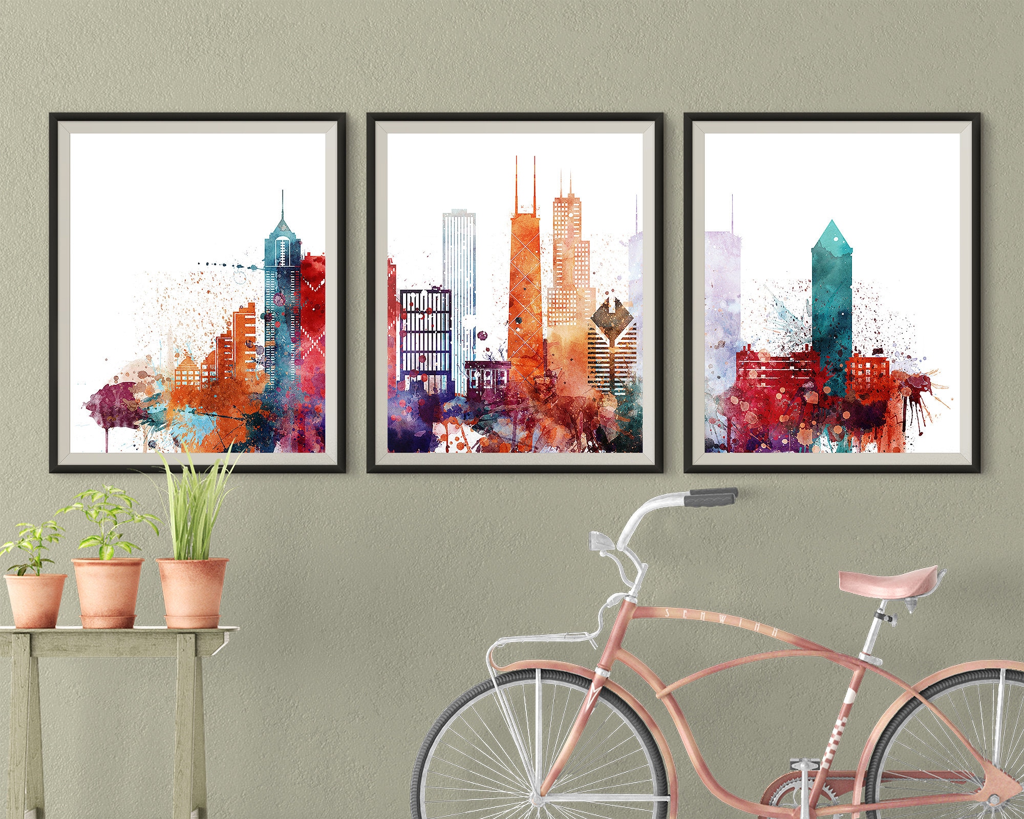 Chicago Set of 3 Prints, Chicago 3 Pieces Wall Art, Triptych of ...