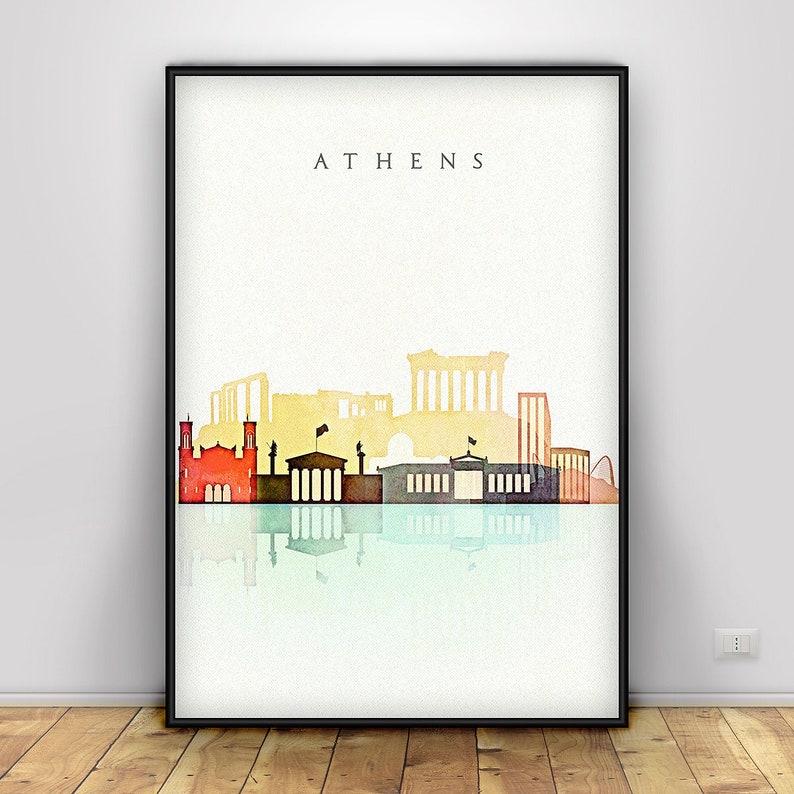 Athens Greece Skyline Poster Tourism Print Athens Wall Art - Etsy