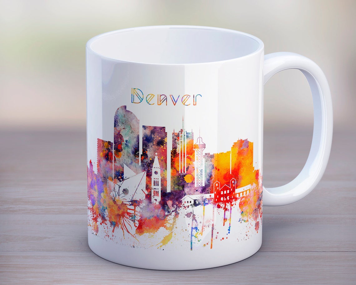 Denver Unique Tea Mug Colorado Cityscape Mug Skyline Cup - Etsy
