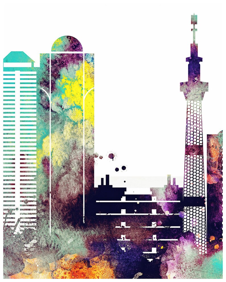 Tokyo City Set of 3 Skyline Prints Downtown Triptych Japan Print 3 ...