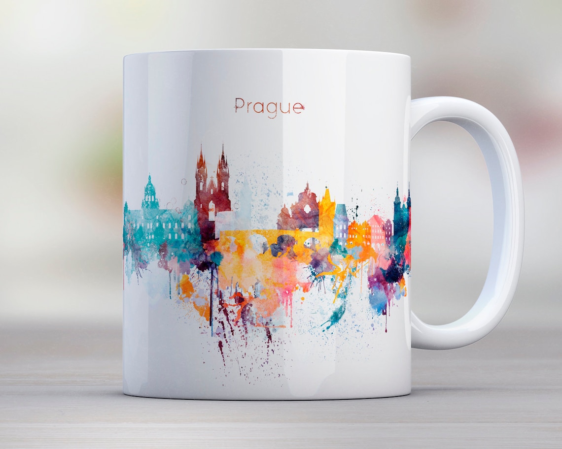Prague Coffee Mug Czech Republic Skyline City Tea Cup Souvenir | Etsy