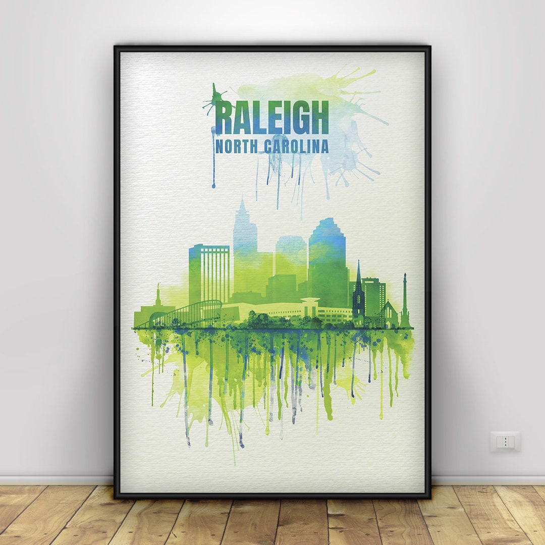 Raleigh Skyline Panoramic Print North Carolina City Art Print Home ...