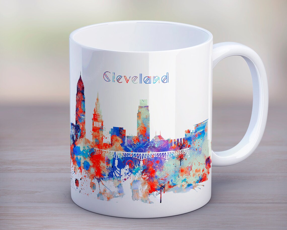 Cleveland Coffee Unique Mug Ohio Cityscape Cup Skyline Cup - Etsy