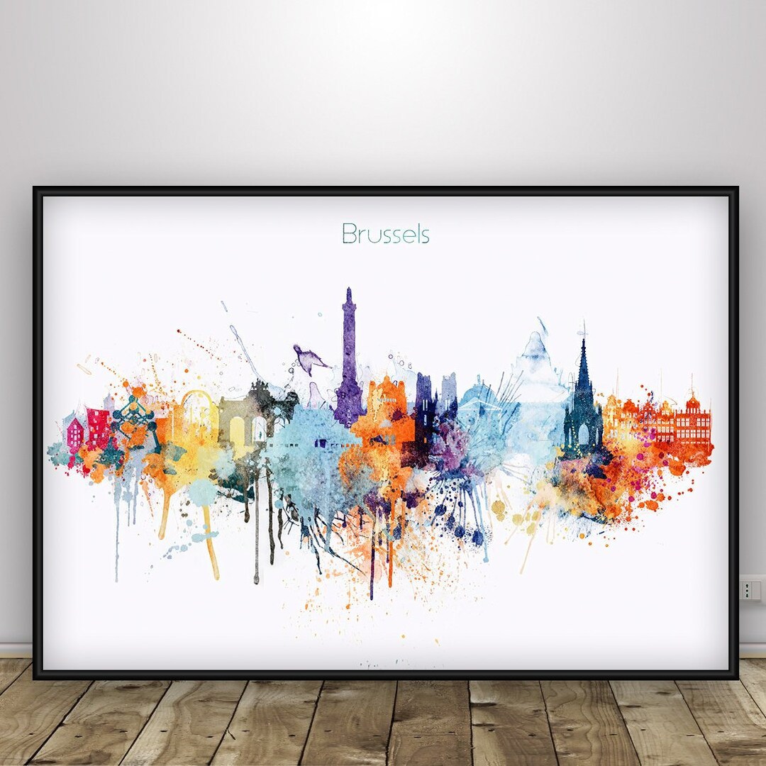 Brussels Poster Belgium Skyline Fine Art Print Wall Art Decor Home Gift ...