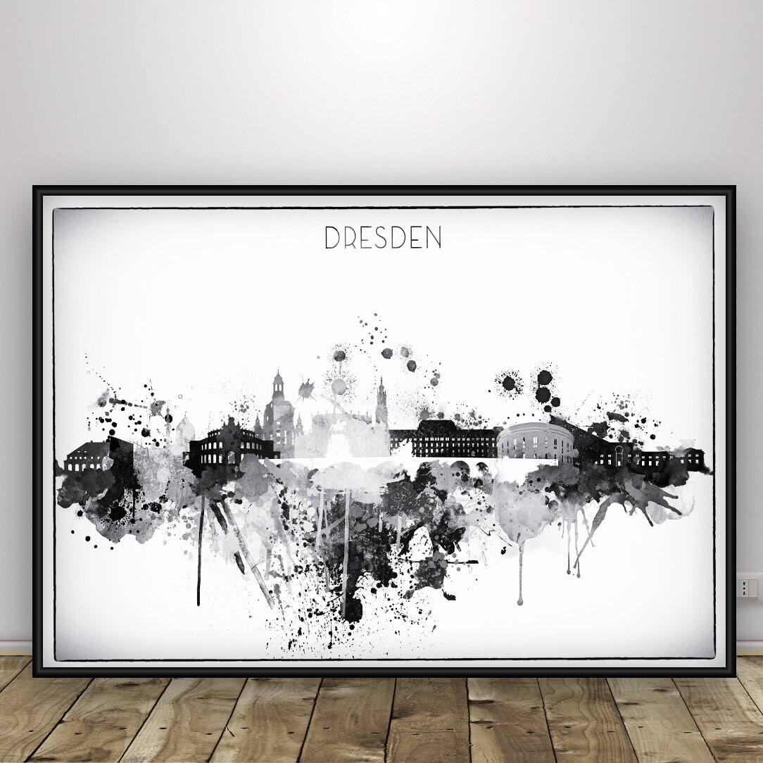 Dresden Poster Dresden Black White Skyline Germany Wall Art - Etsy