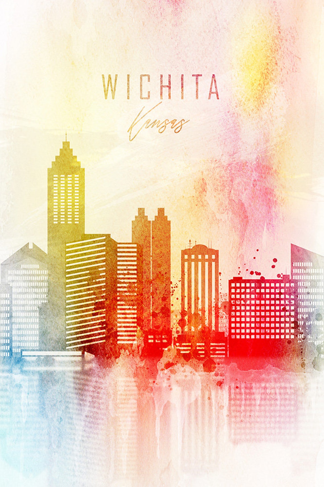 Wichita Art Print Wichita Poster Watercolour Art Print Wall - Etsy