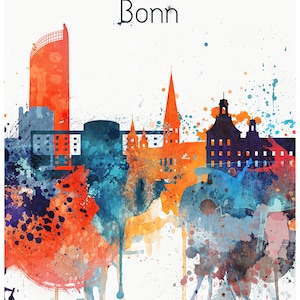 Bonn Prints, Bonn 3 Pieces Wall Art, Triptych of Germany Skyline, Set ...