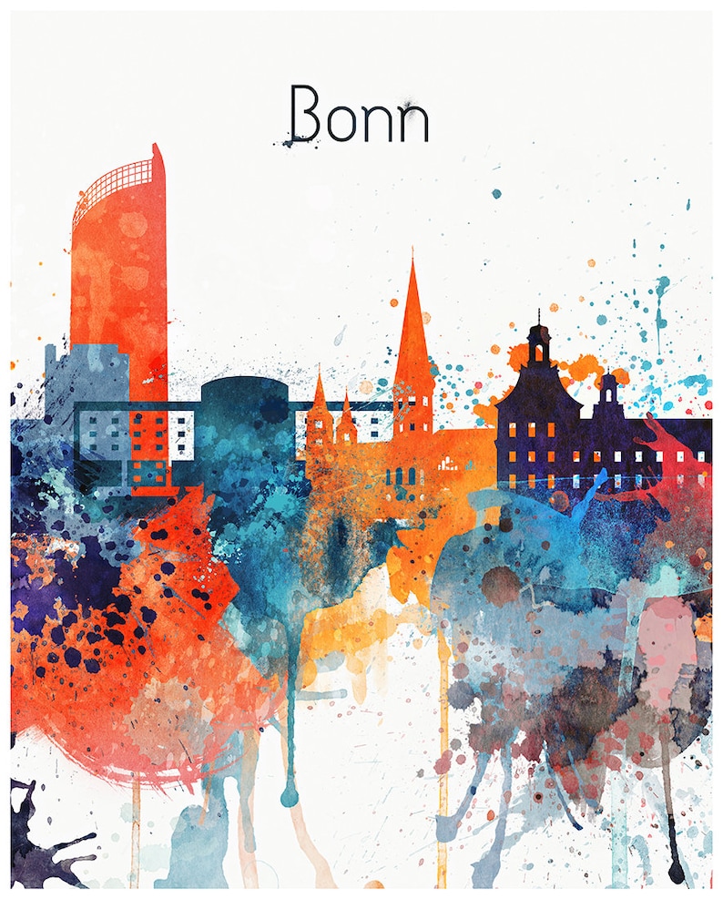 Bonn Prints, Bonn 3 Pieces Wall Art, Triptych of Germany Skyline, Set ...