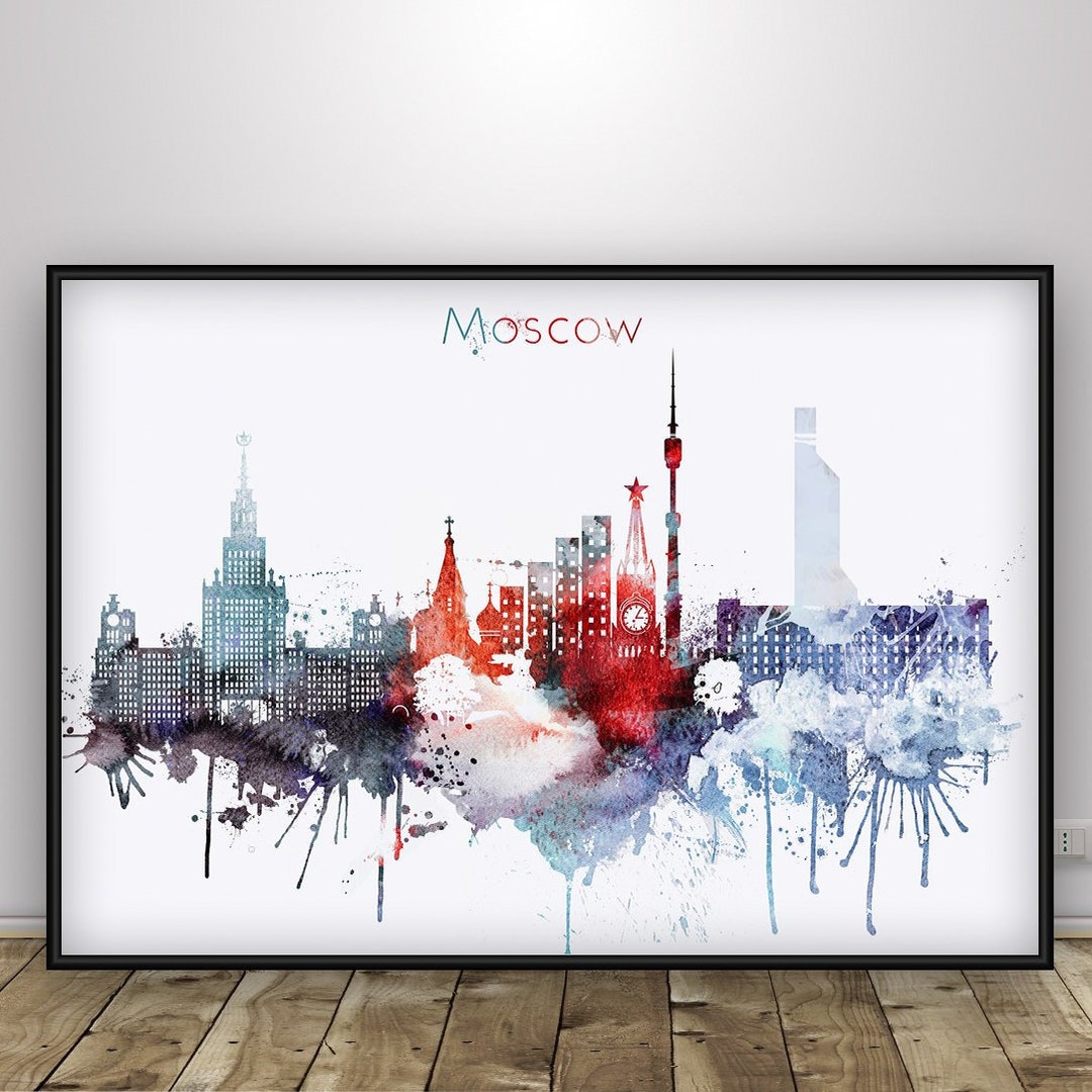 Moscow Skyline Print, Moscow Poster, Moscow Wall Art, Russia Cityscape ...