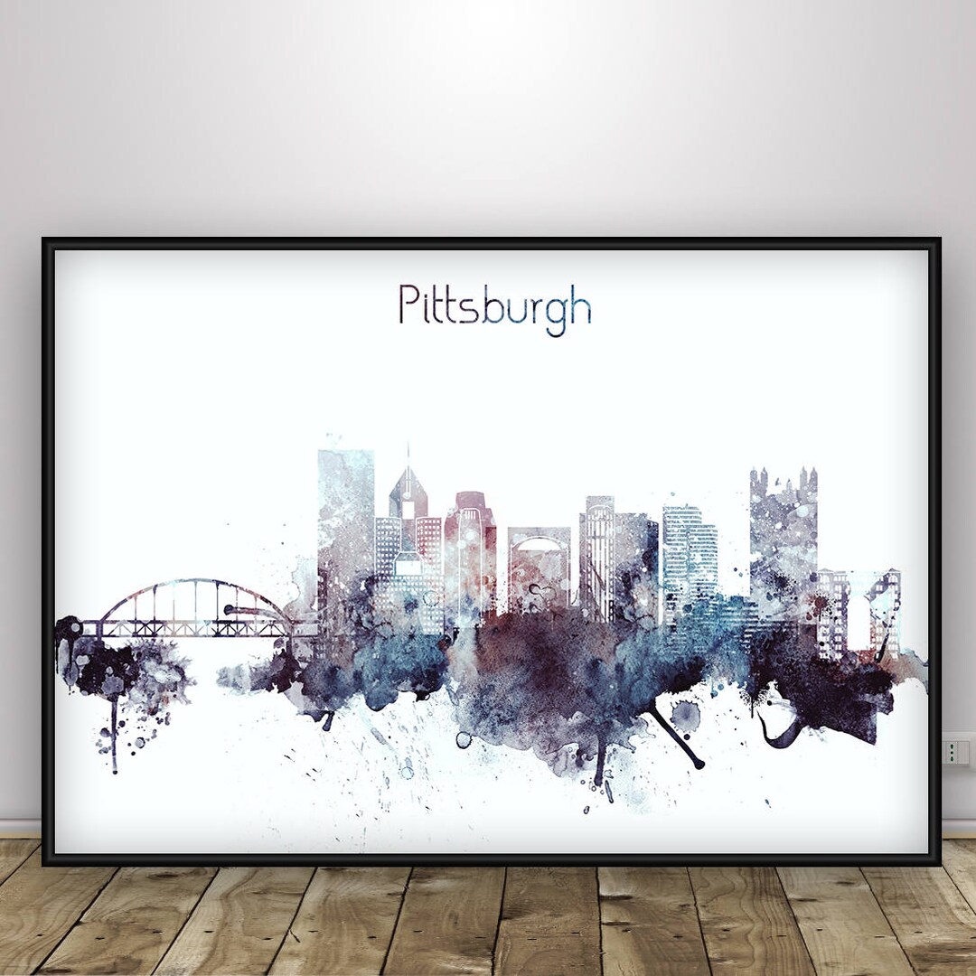 Pittsburgh Skyline, Pittsburgh Pennsylvania Cityscape Art Print, Travel ...