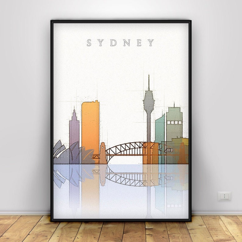 Sydney Skyline Print Australia Poster Home Decor Wall Art | Etsy