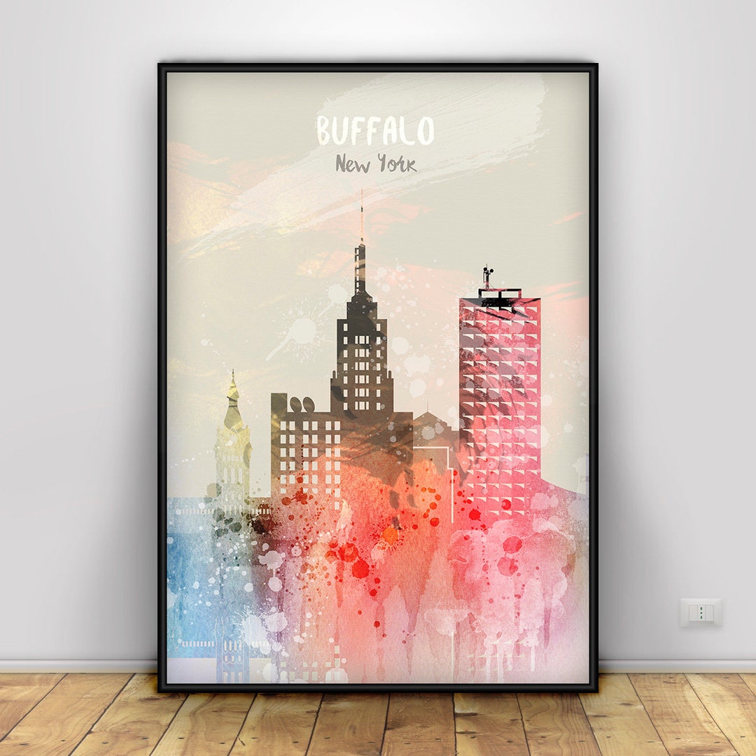 Buffalo Skyline City, Watercolor Art Print, Buffalo Skyline, Buffalo ...