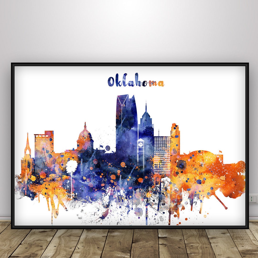 Oklahoma Skyline, Oklahoma City Wall Art, Oklahoma Poster, Home Decor ...