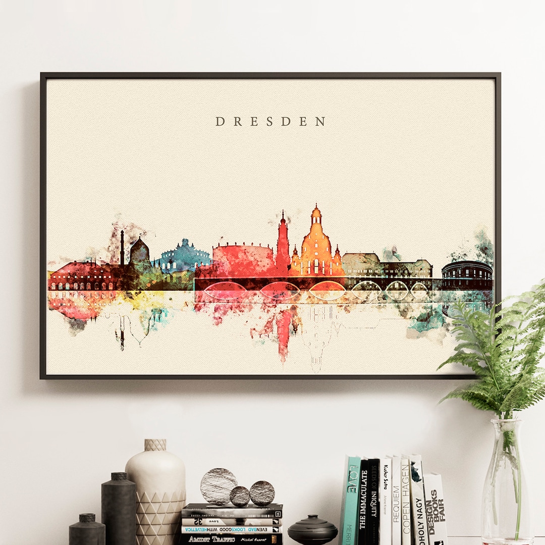 Dresden Poster, Dresden Aquarell Skyline, Deutschland Wandkunst, Büro ...