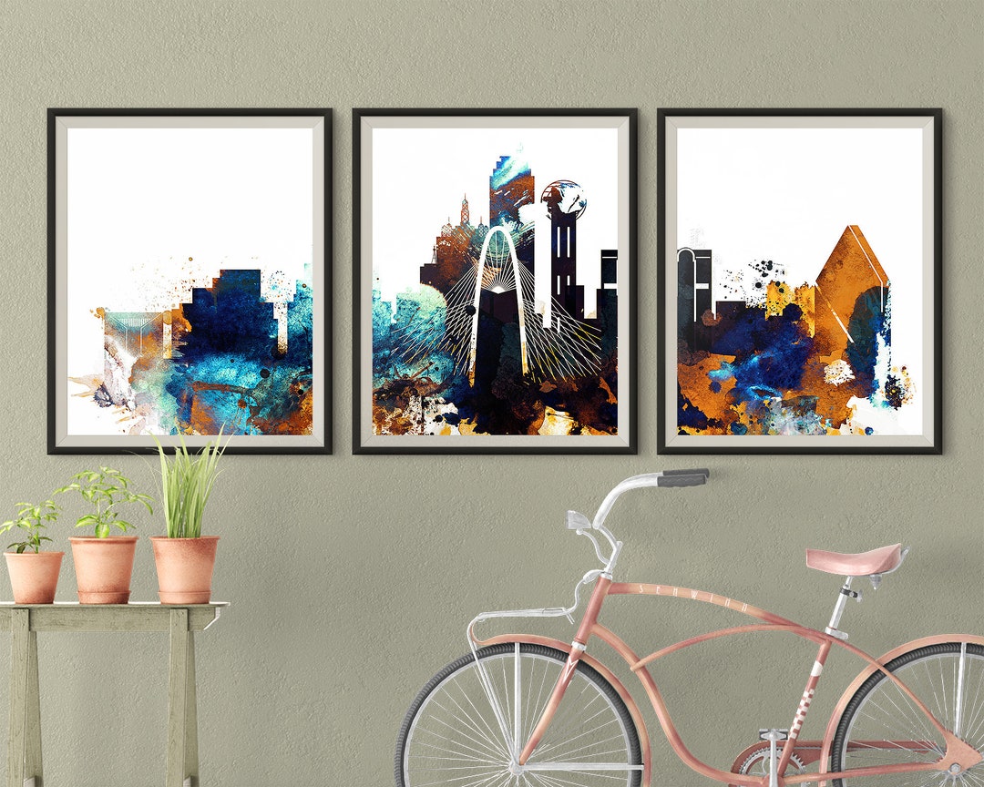Dallas Set of 3 Prints, Dallas 3 Pieces Wall Art, Triptych of Dallas ...