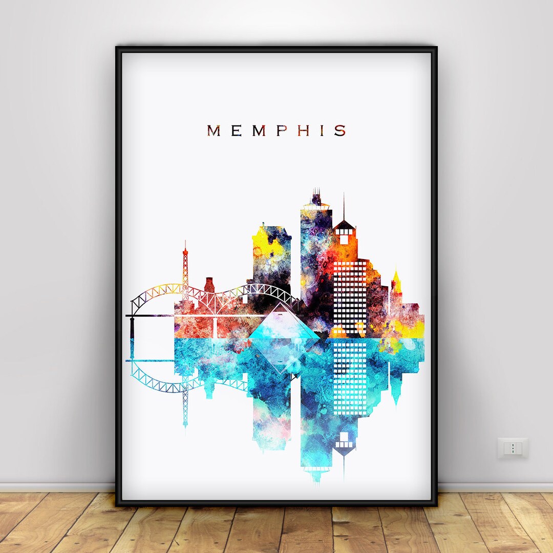 Memphis Print, Memphis Skyline Poster, Memphis Wall Art, Office Decor ...