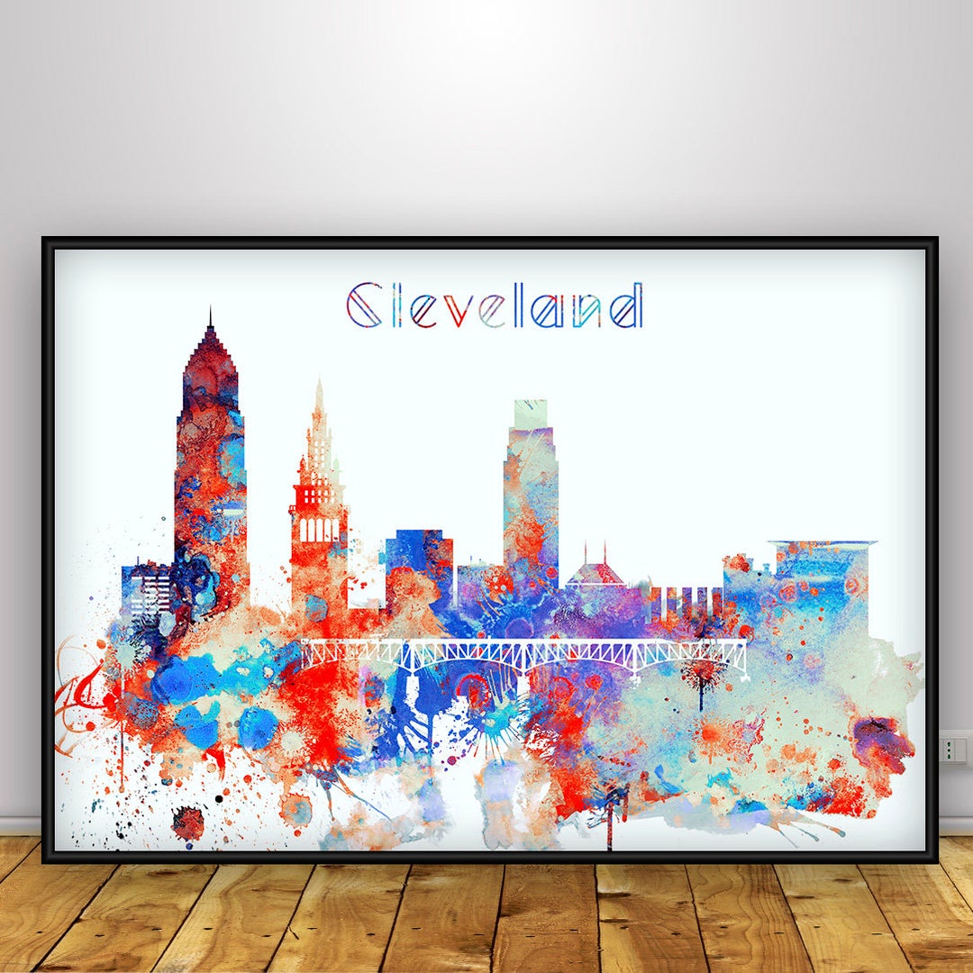 Cleveland Art Print, Cleveland Skyline Print, Ohio Wall Art, Office ...