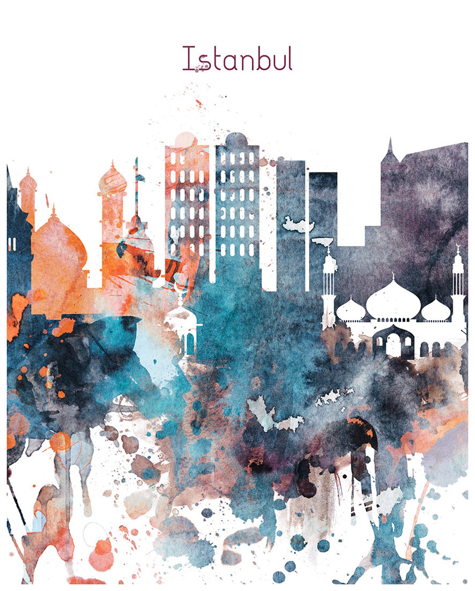 Istanbul Set of 3 Watercolor Pieces Wall Art Triptych of - Etsy