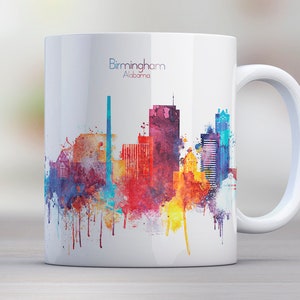 Birmingham Mug Alabama Watercolor City Silhouette, Home Decor Art ...