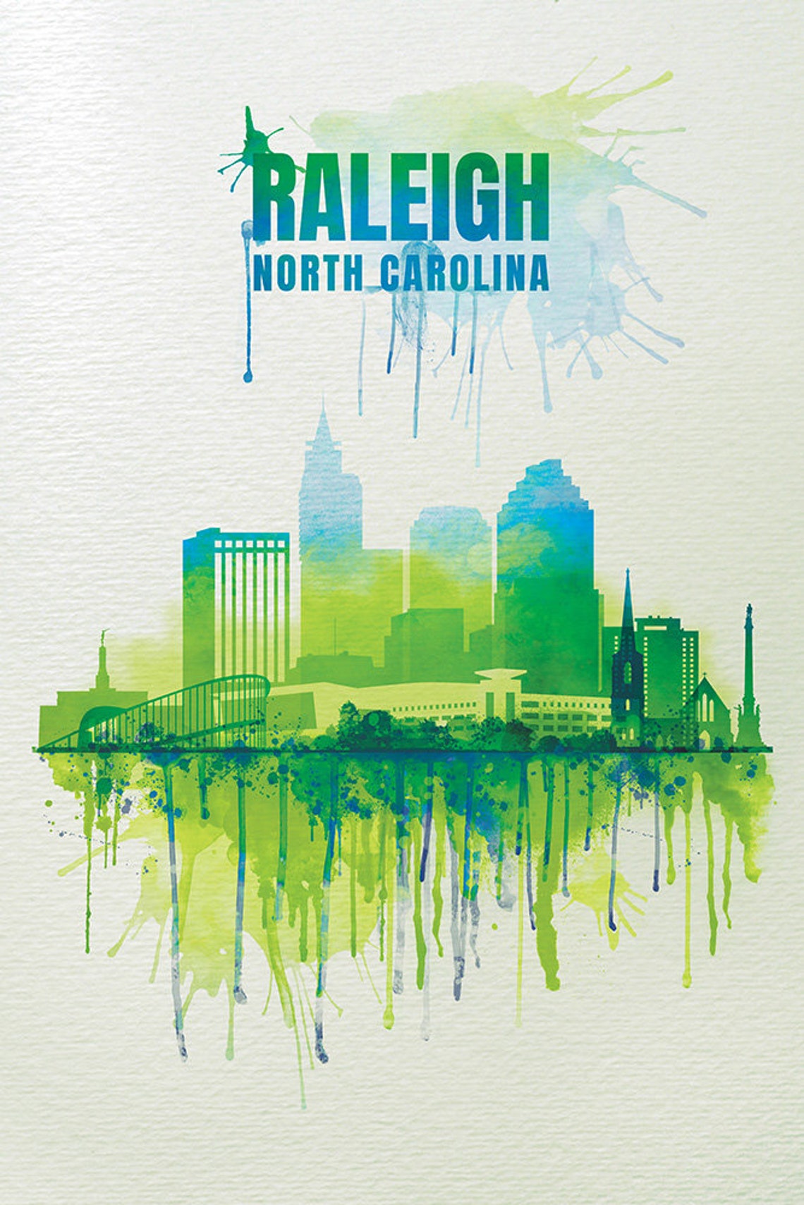 Raleigh Skyline Panoramic Print North Carolina City Art Print | Etsy