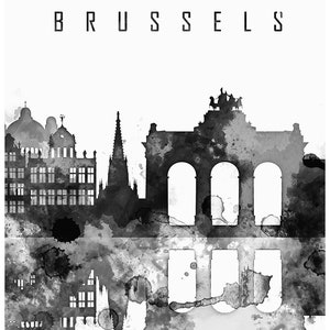 Set of 3 Brussels Prints, Black White Brussels 3 Pieces Wall Art ...