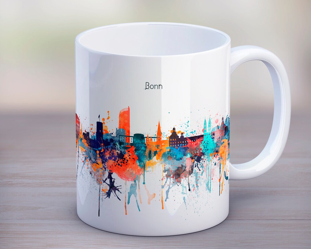 Bonn Germany Watercolor Coffee Tea Mug, Europe Skyline Cup, Ceramic Mug ...