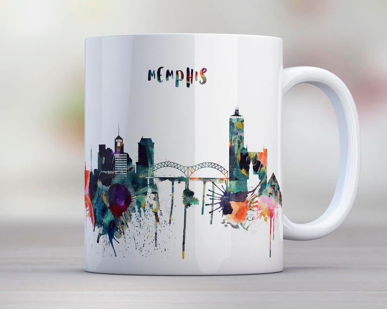 Memphis Coffee Tea Mug Watercolor Tennessee Cityscape Cup - Etsy