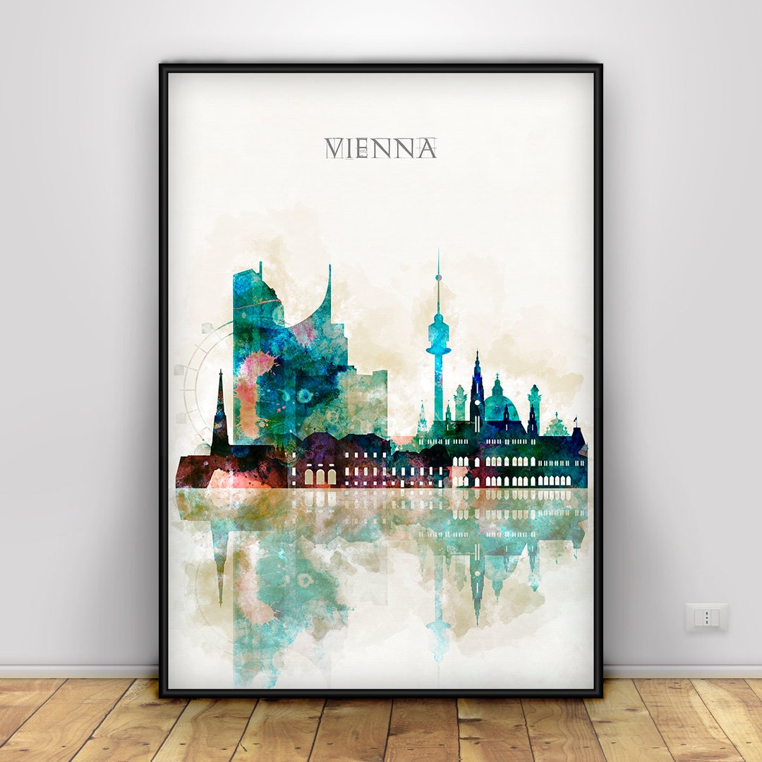 Vienna Watercolor Poster, Vienna Art Print, Wall Art, Vienna Skyline ...