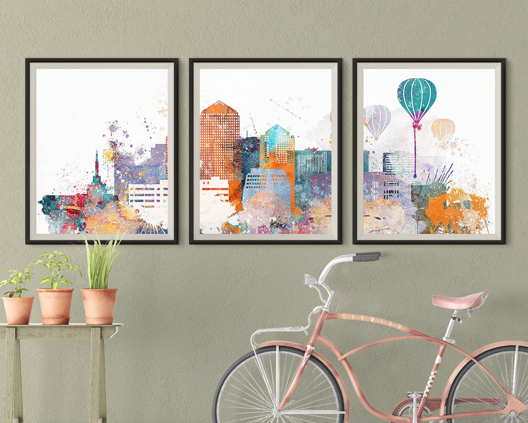 Set of 3 Albuquerque Prints, Albuquerque 3 Pieces Wall Art Triptych of ...