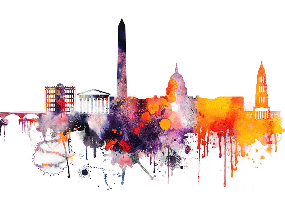 Washington City Watercolor Poster Washington DC Art Décor - Etsy