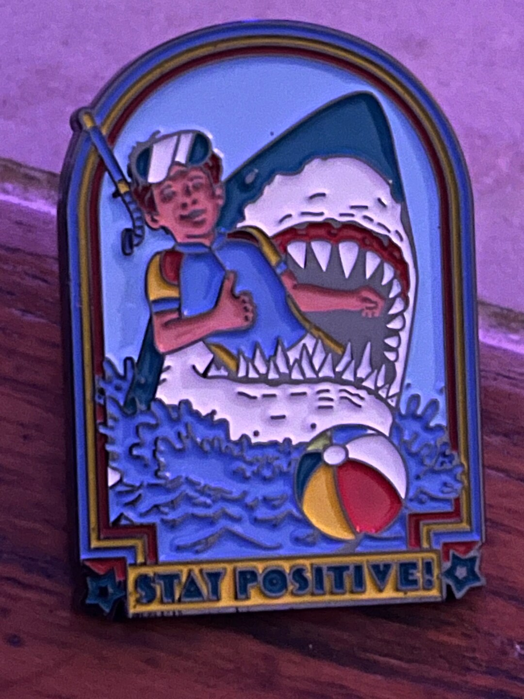 Stay Positive Shark Snorkel Fishing Enamel Pin - Etsy