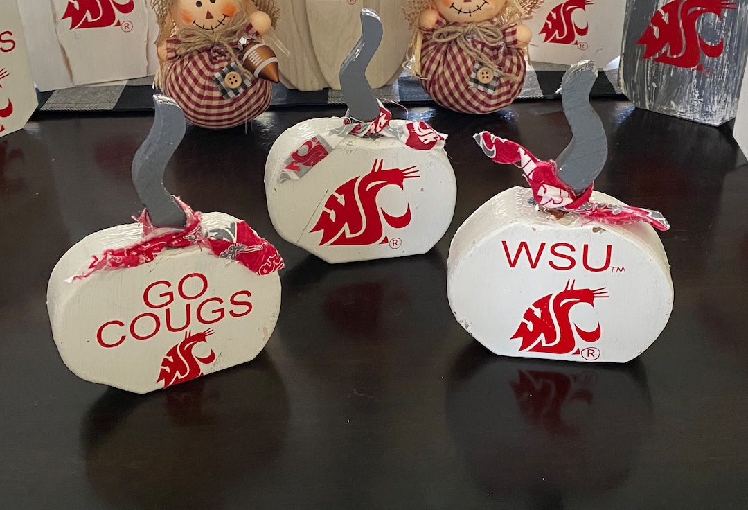 Washington State University Cougar Wooden Pumpkin Sign With Stem - Etsy