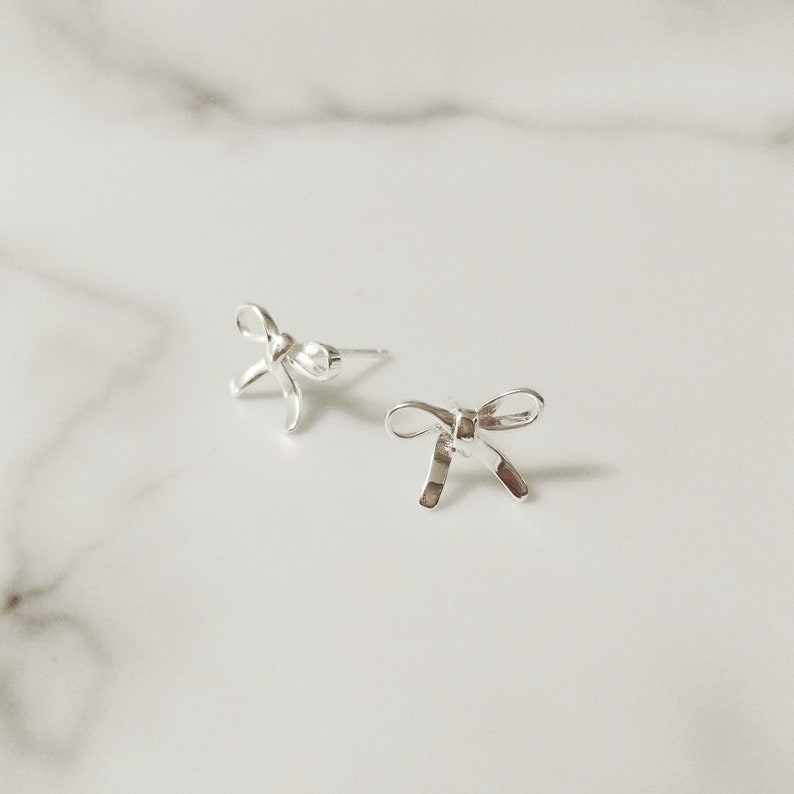 Dainty Ribbon Earrings Sterling Silver Earrings Women - Etsy