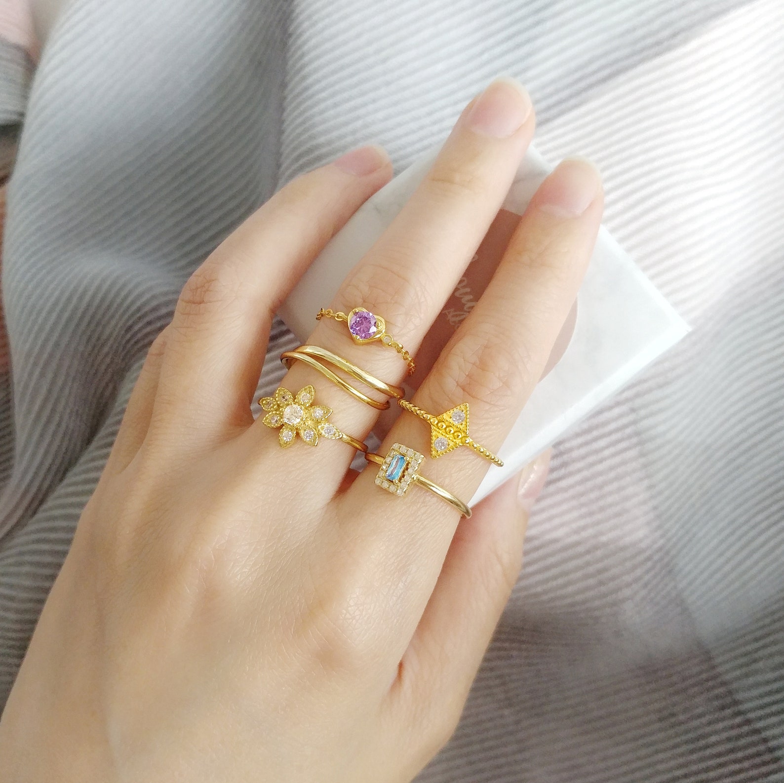 Azure Ring | Gold Ring| Dainty Rings| Halo Ring | Women's Rings ...