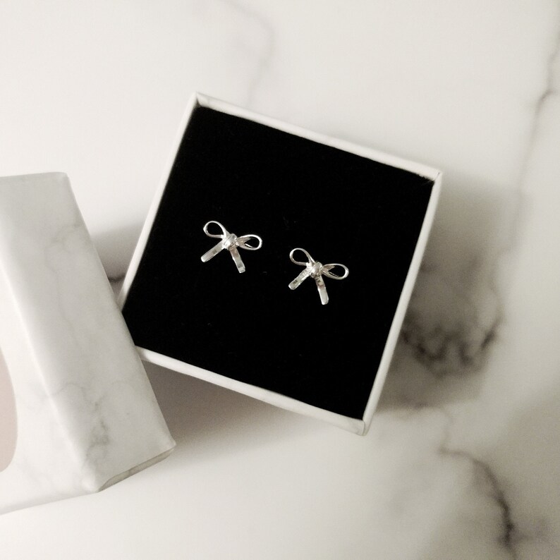 Dainty Ribbon Earrings Sterling Silver Earrings Women - Etsy