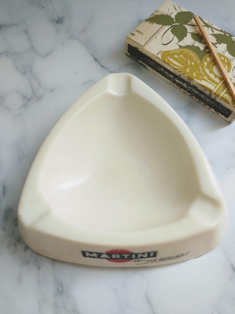 Vintage Martini Advertising Ashtray – French Bistro Barware, Off-white ...