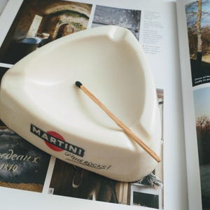 Vintage Martini Advertising Ashtray – French Bistro Barware, Off-white ...