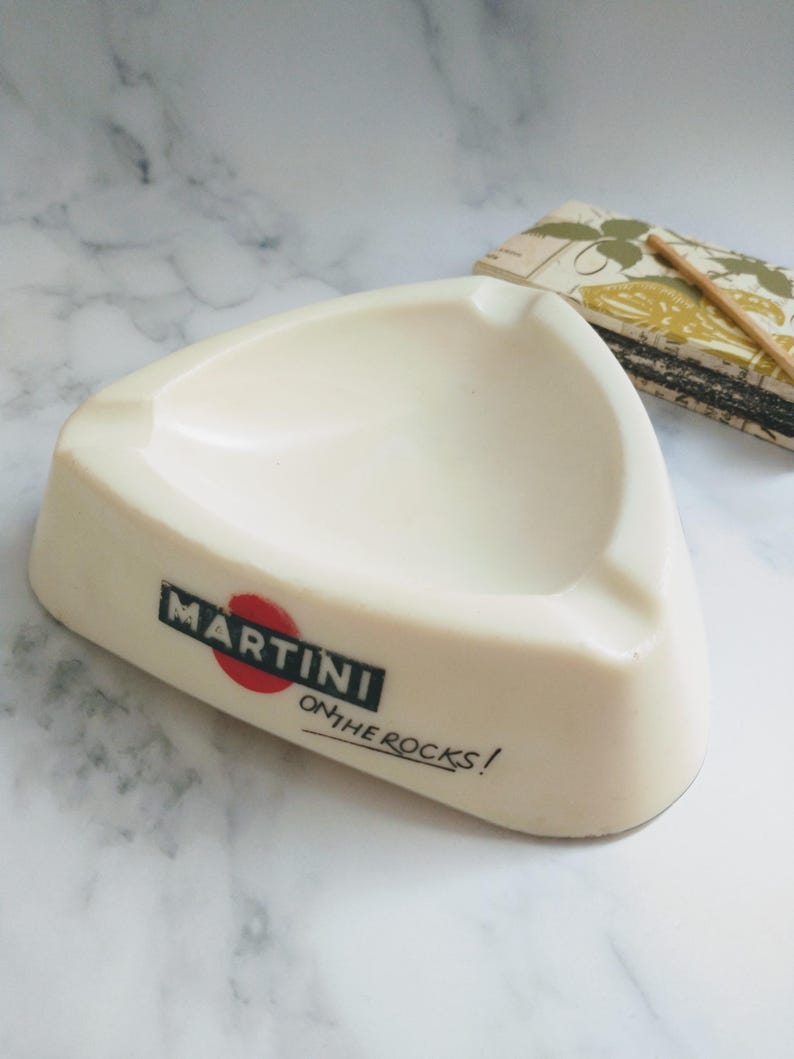 Vintage Martini Advertising Ashtray – French Bistro Barware, Off-white ...
