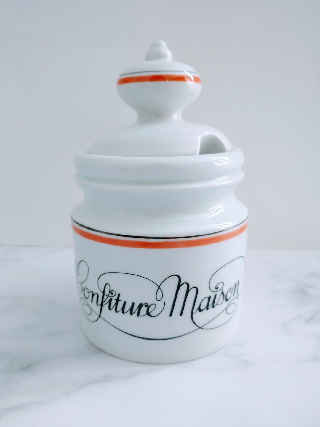 French Vintage Jam Confiture Porcelain Jar Pot, Lovely Vintage French ...