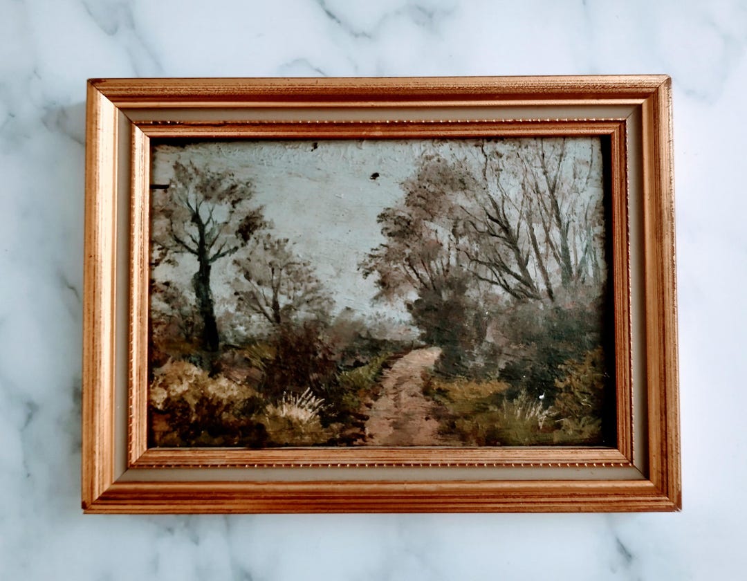 Vintage Petite French Oil Painting of Forest Footpath, French Nature ...