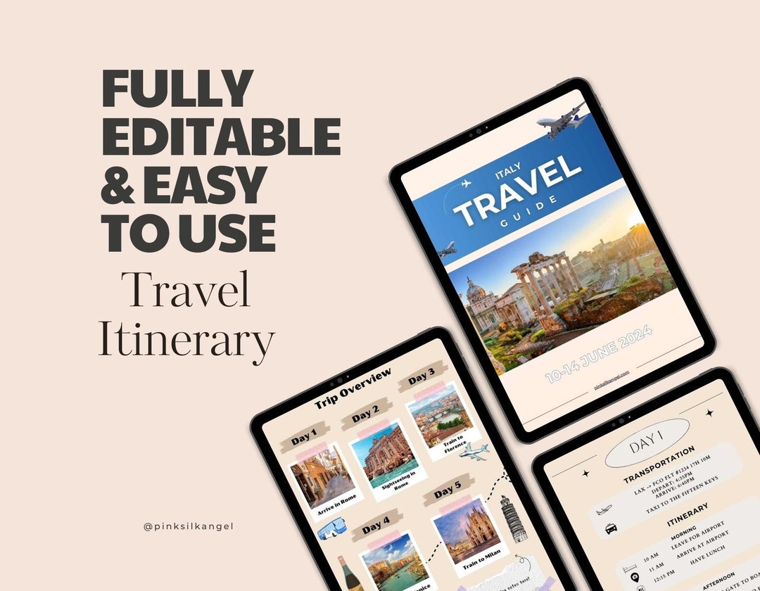 Editable Travel Itinerary Template | Trip Planner Itinerary | Printable ...