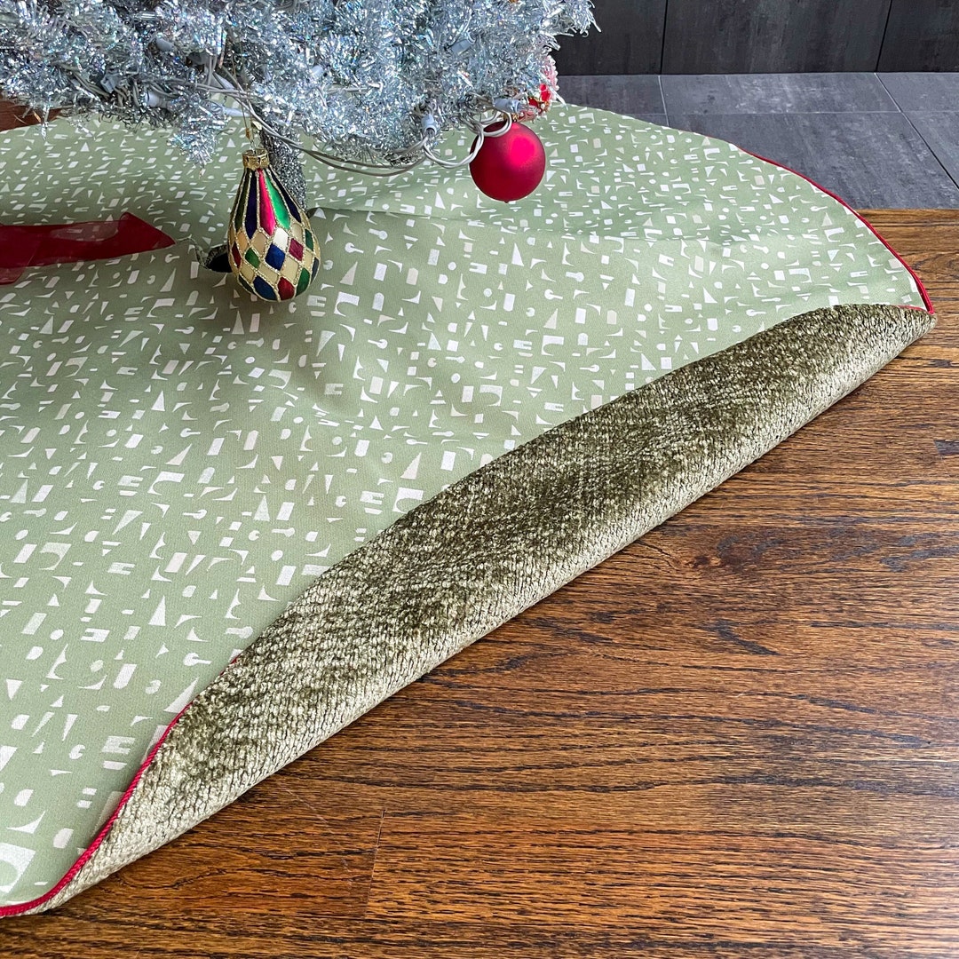 48 Reversible Sage Green, Neutral and Red Christmas Tree Skirt ...
